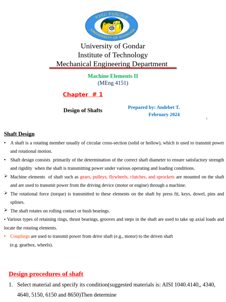 Chapter 1 # Machine Element at 2016 | PDF | Axle | Strength Of Materials
