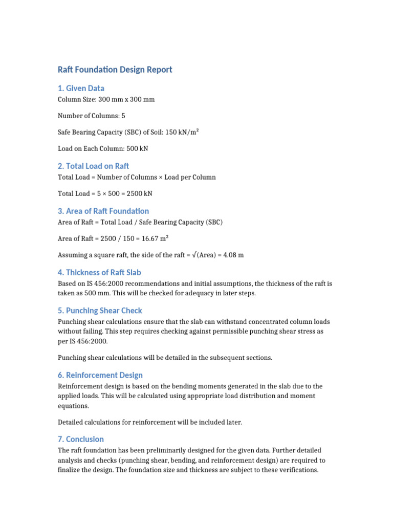 Raft Foundation Design Calculation Report | PDF | Teaching Methods ...