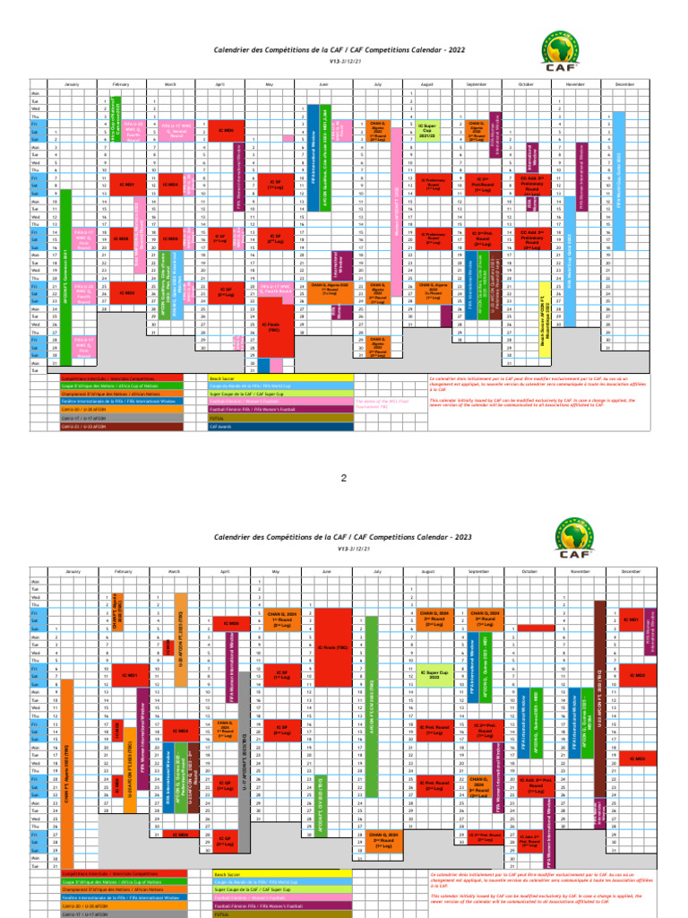 Calendrier Caf 2023 2024 | PDF | National Association Football Teams | International Sports ...