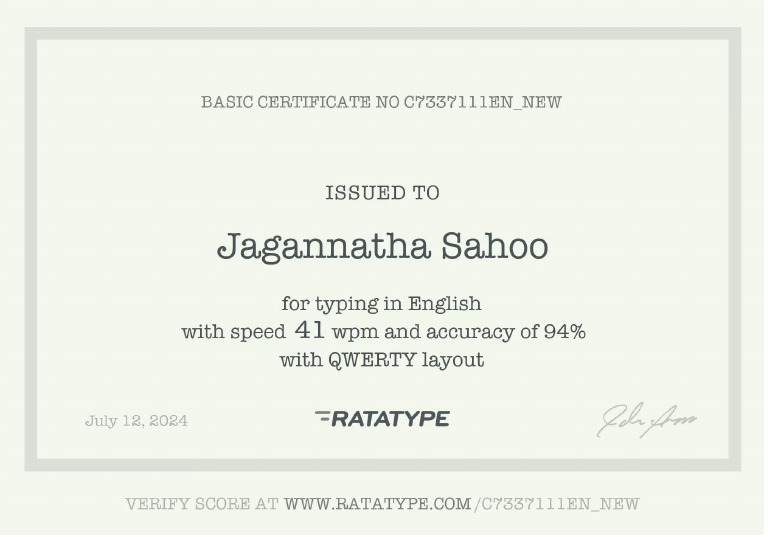 Typewriting Certificate | PDF