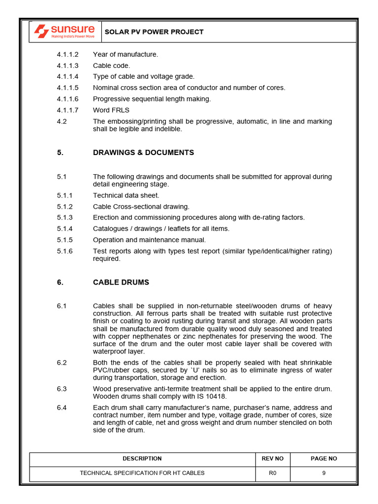 Technical Specification For HT Cables 9 | PDF