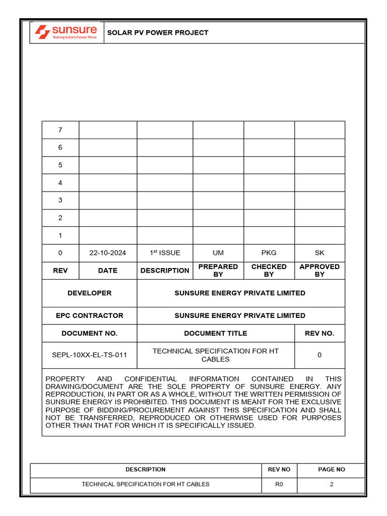 Technical Specs for HT Cables in Solar PV | PDF | Technology & Engineering