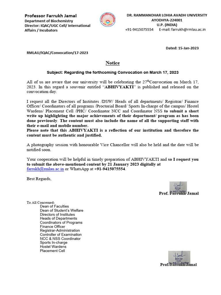 Convocation Notice 1 2023 | PDF | Technology & Engineering