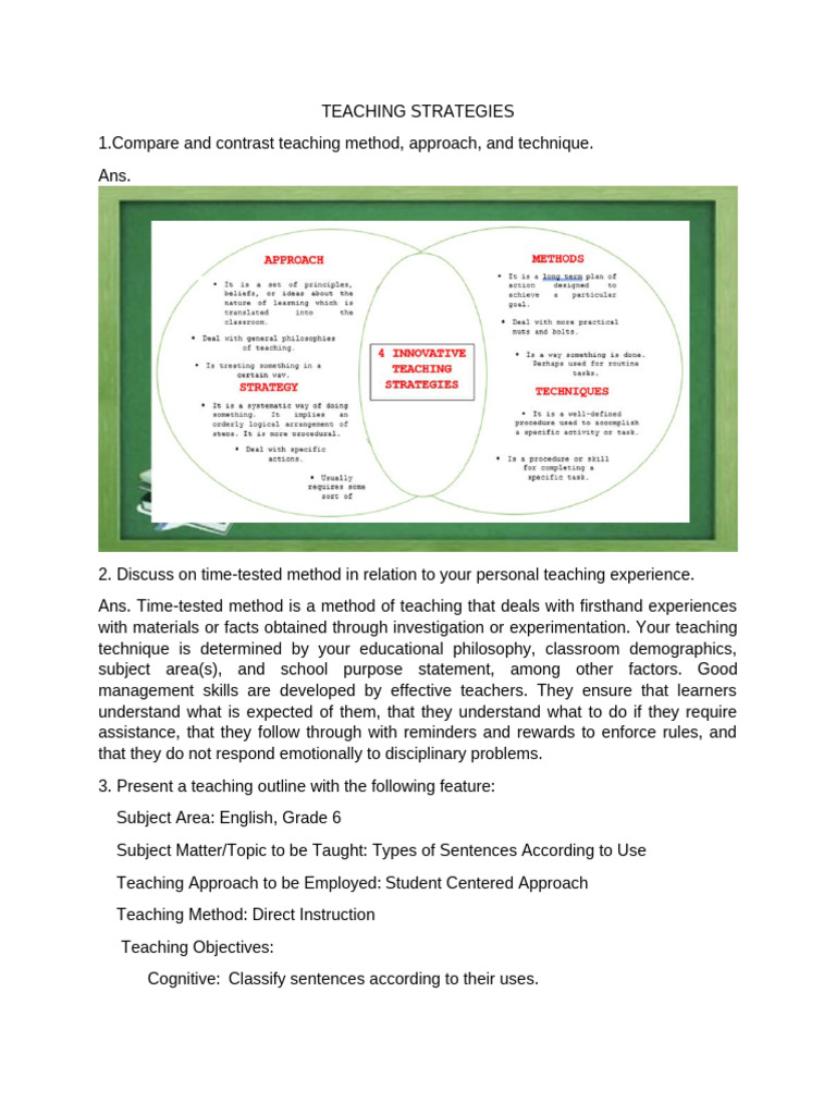 TEACHING STRATEGIES | PDF | Learning | Teaching Method
