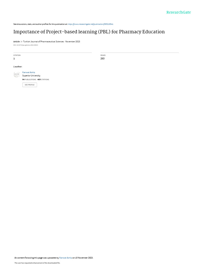 TJPS-20-345-En | PDF | Pharmacy | Project Based Learning