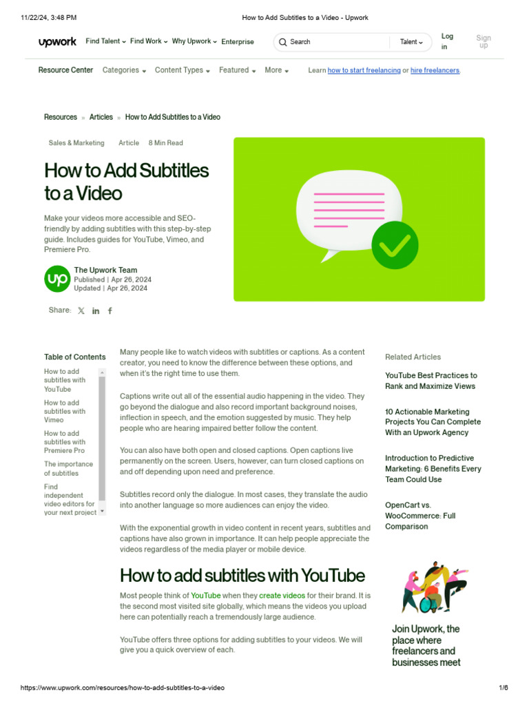 How To Add Subtitles To A Video - Upwork | PDF | You Tube | Search ...