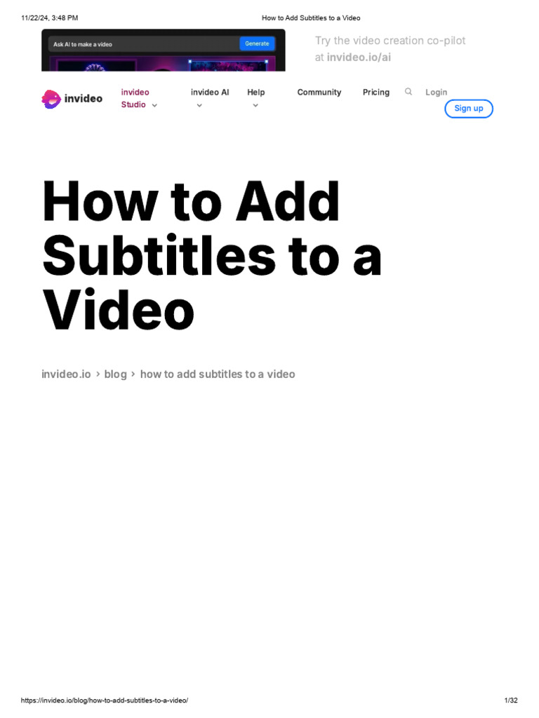 How To Add Subtitles To A Video | PDF | You Tube | Search Engine ...