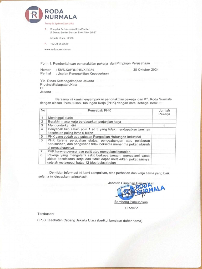 Form Penonaktifan Kepesertaan - Compressed | PDF