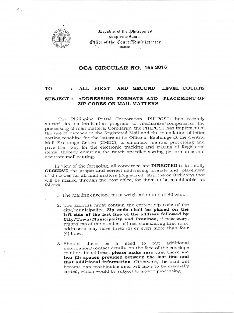 OCA Circular No. 155 2016 | PDF