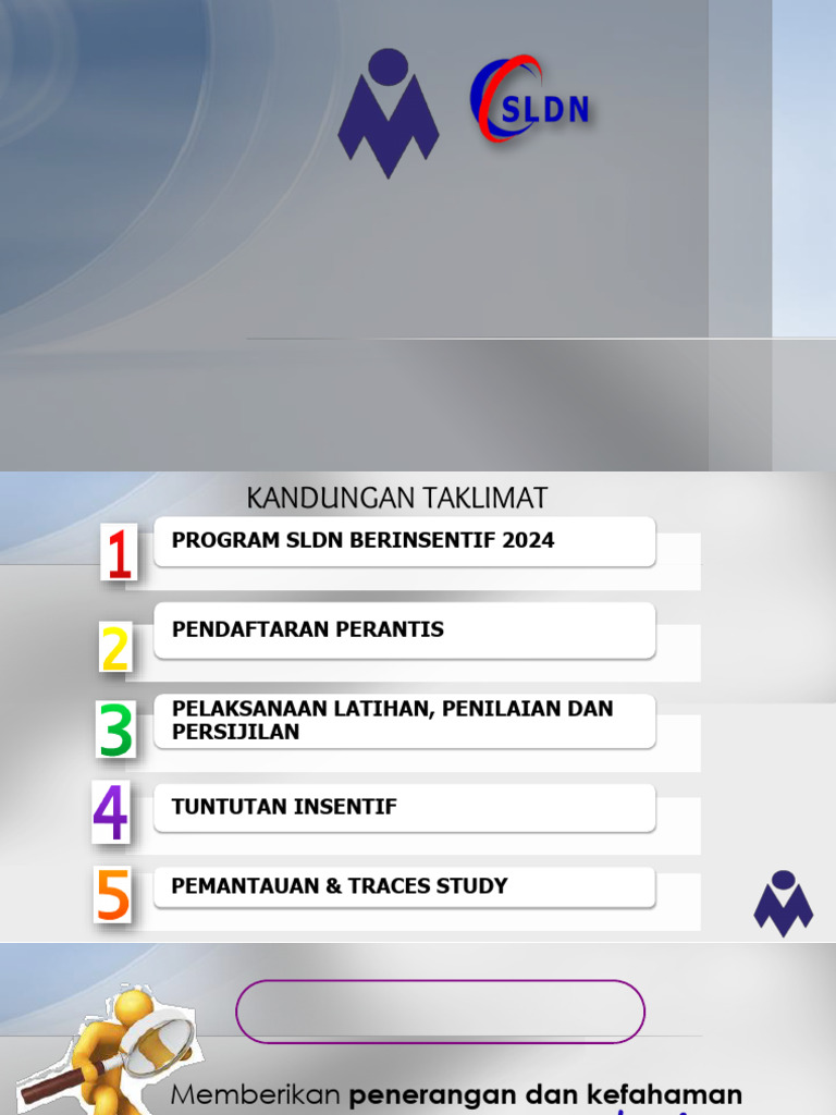 TAKLIMAT PELAKSANAAN PROGRAM SLDN BERINSENTIF 2024 - 13 Mei | PDF