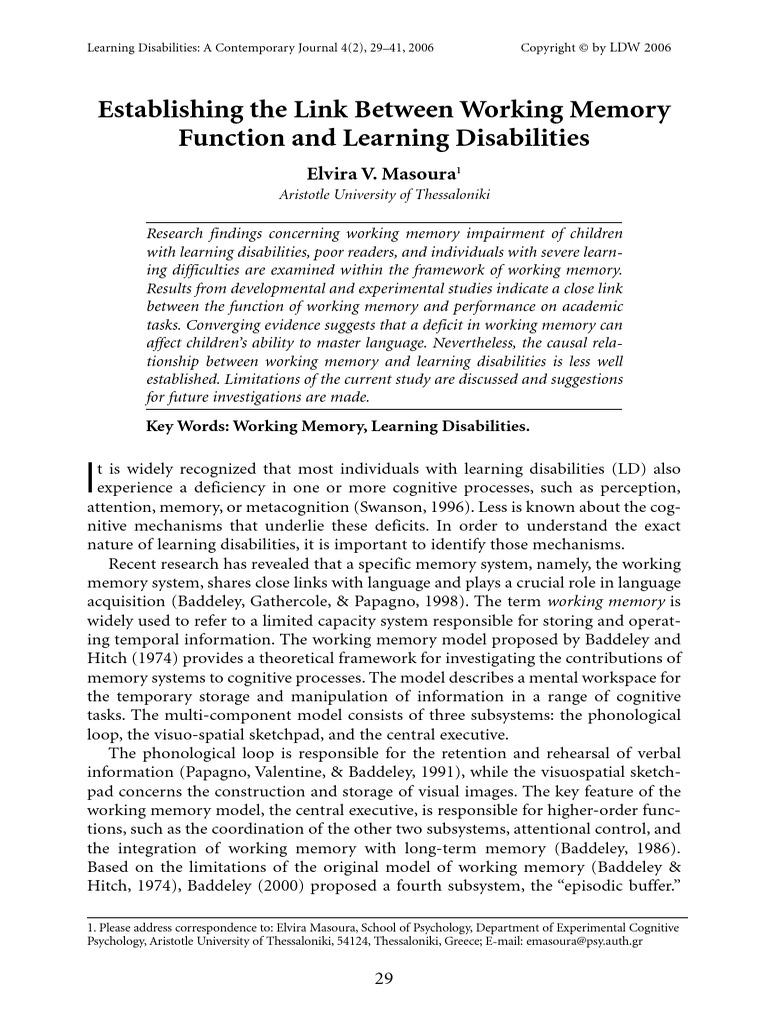 Masoura | PDF | Working Memory | Dyslexia