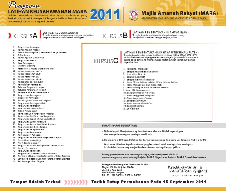 Iklan Program Latihan Keusahawanan Mara | PDF