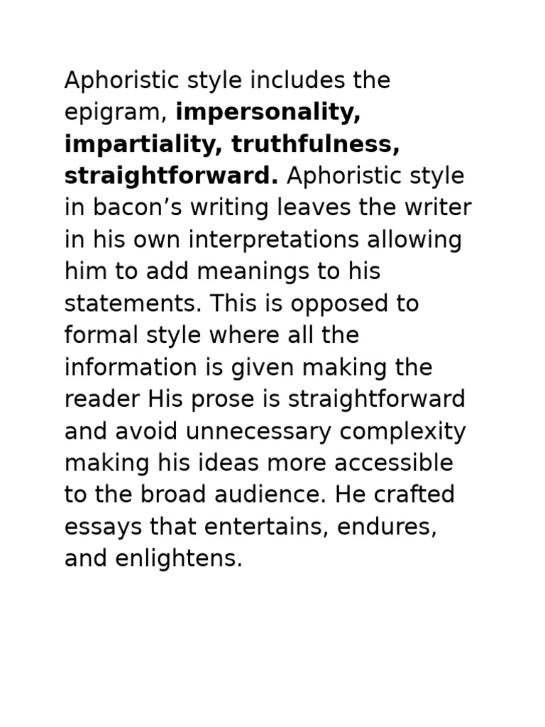 Aphoristic Style Includes The Epigram | PDF | Language Arts & Discipline