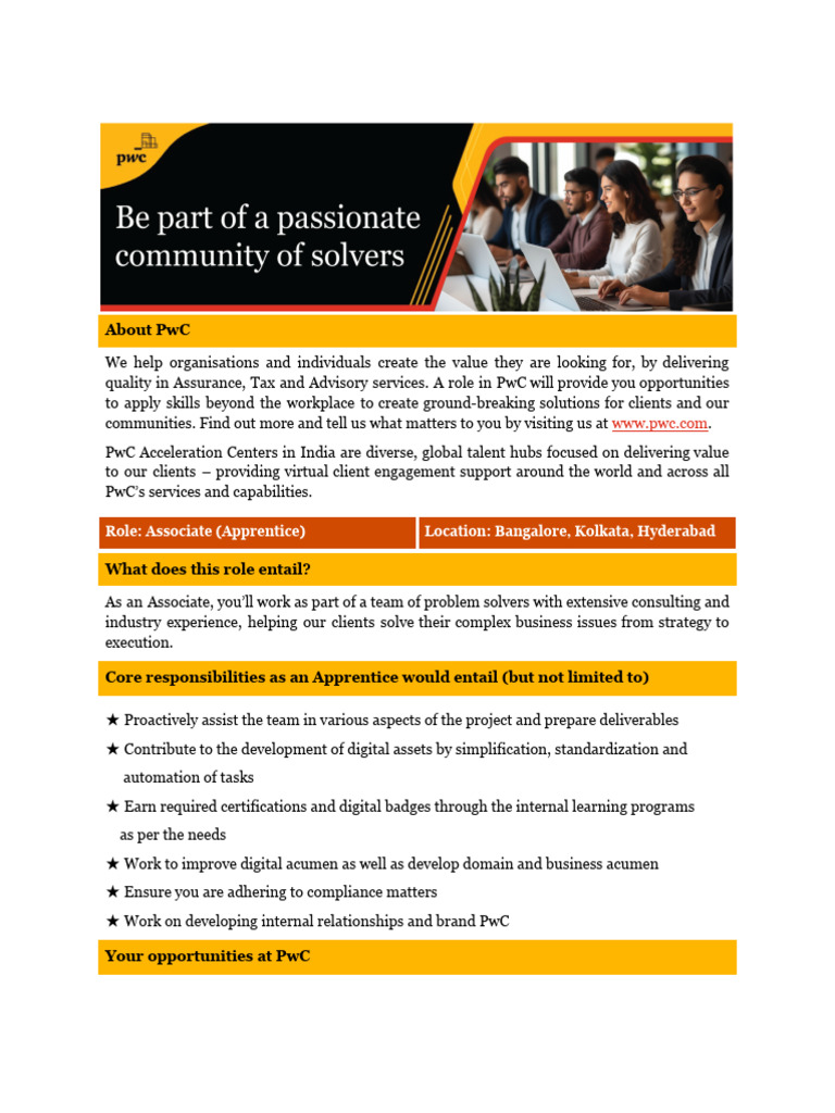 PwC Associate Apprenticeship Overview | PDF | Oracle Corporation ...