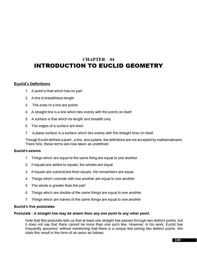 Introduction To Euclid's Geometry (CN) | PDF | Line (Geometry) | Axiom