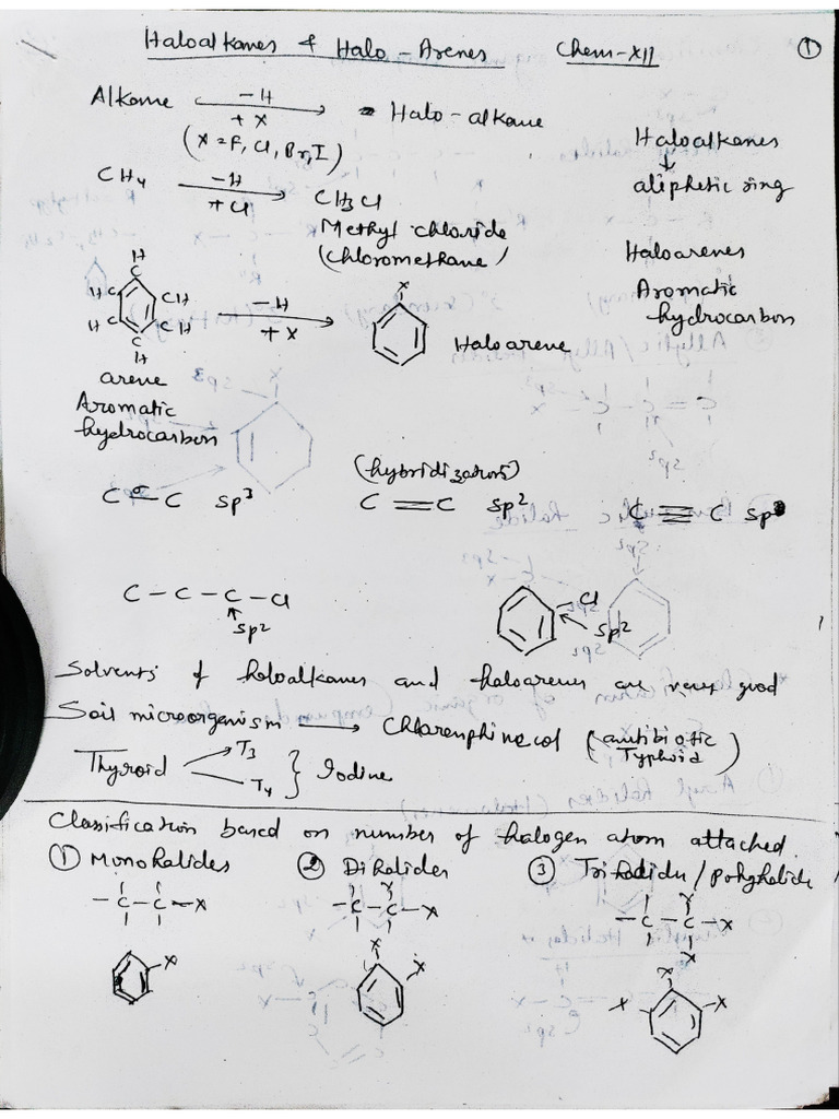 Organic (Haloalkanes and Haloarenes) Class 12 | PDF