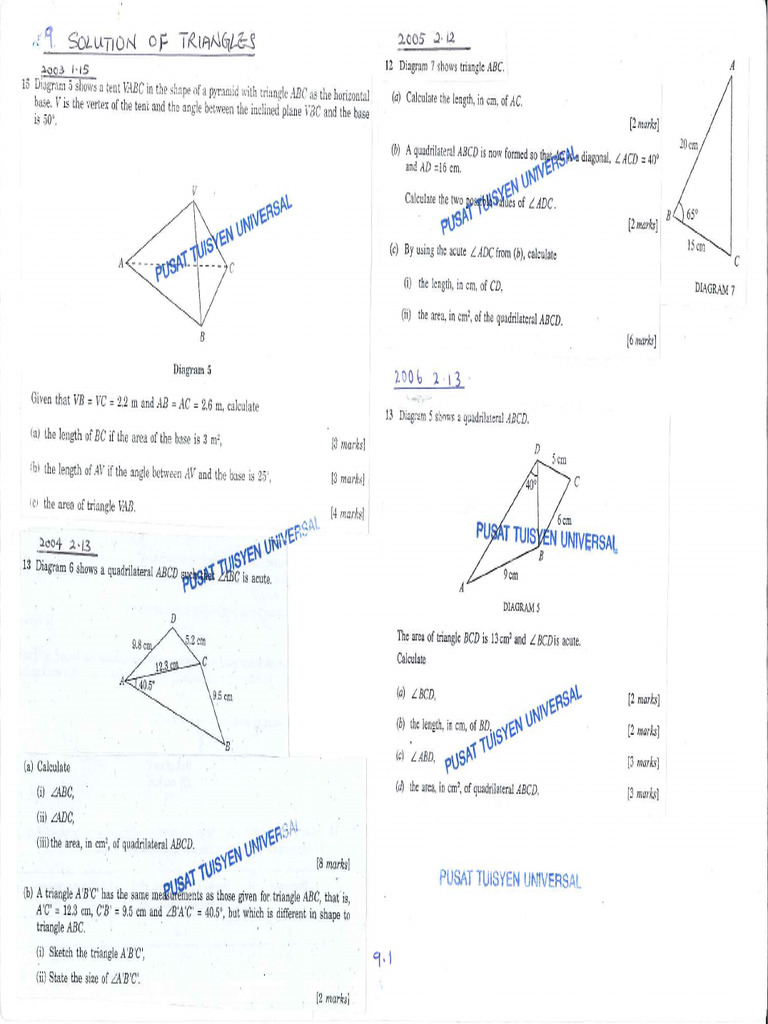 Chap 9 Solutions of Triangles | PDF