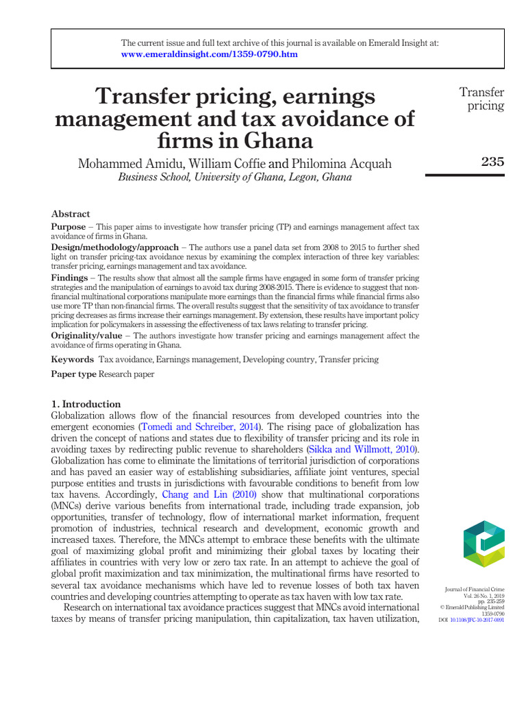 Transfer Pricing, Earnings | PDF | Taxes | Standard Deviation