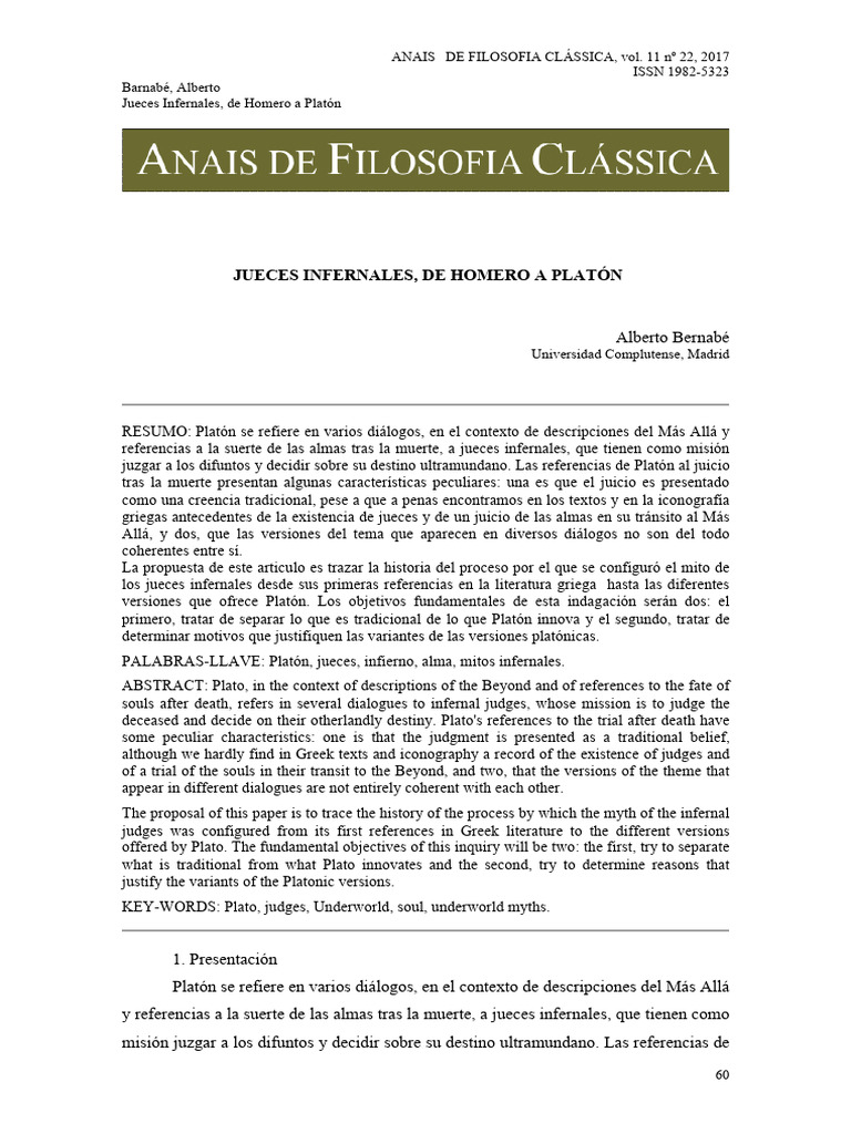 Alberto Bernabe-Jueces Infernales, de Homero A Platon | PDF | Platón ...