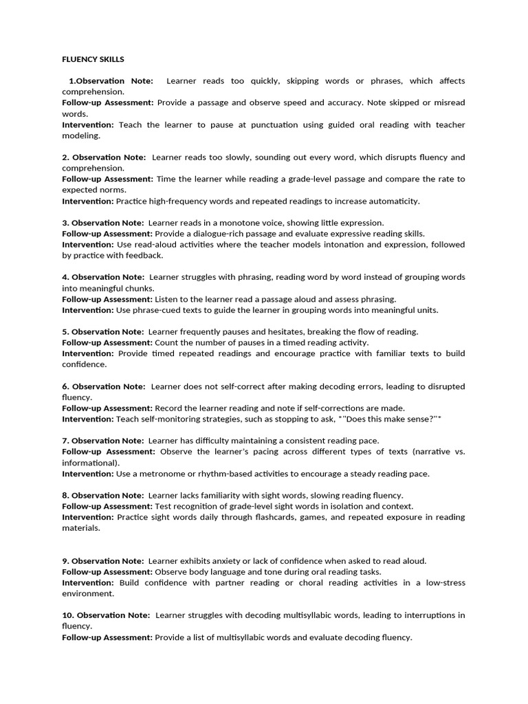 Fluency | PDF | Fluency | Reading Comprehension