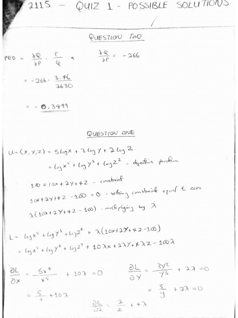 ECN 2115 - Q1 Solutions | PDF