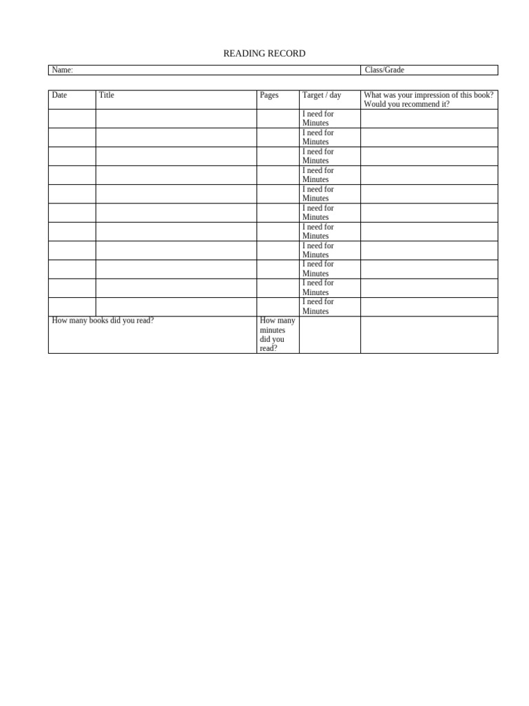 Reading Record | PDF