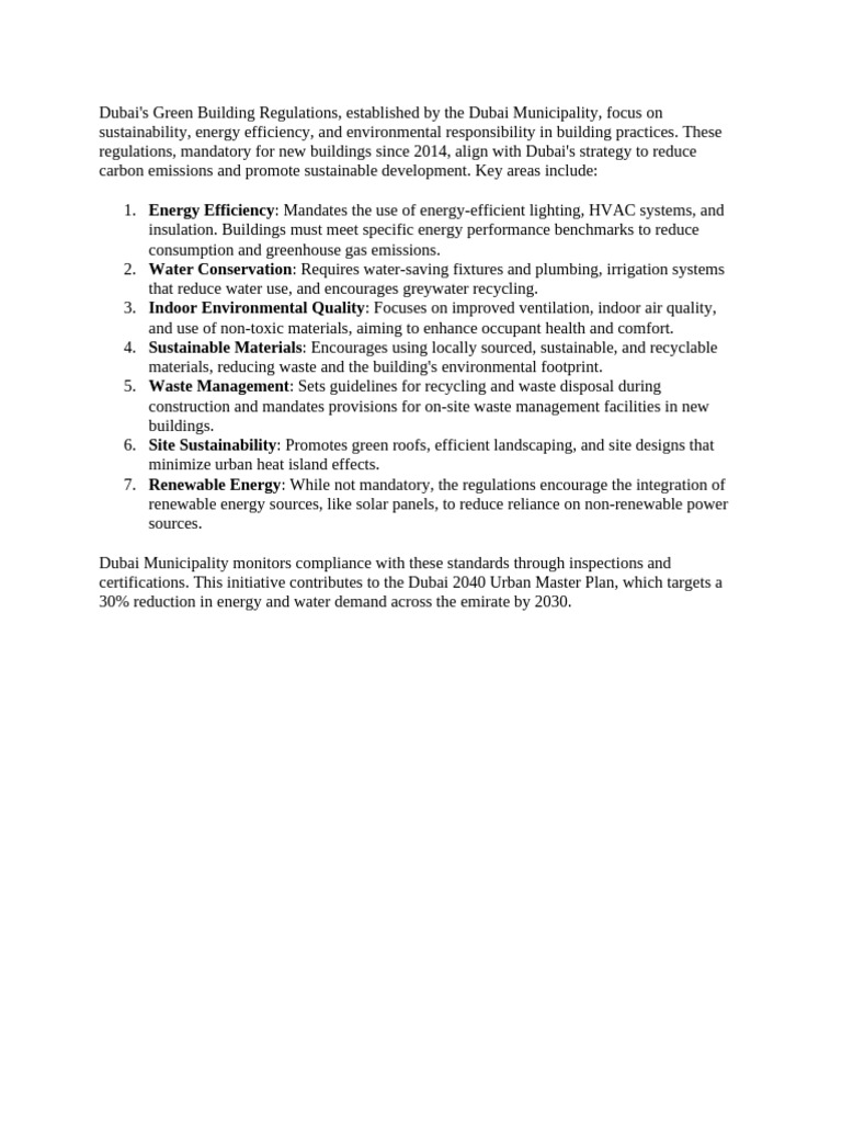 Dubai Green Building Regulations Overview | PDF