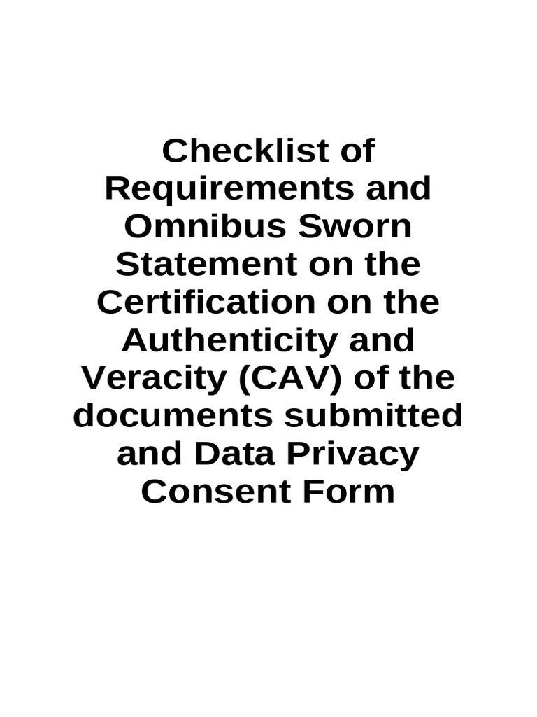 Checklist of Requirements and Omnibus Sworn Statement On The ...