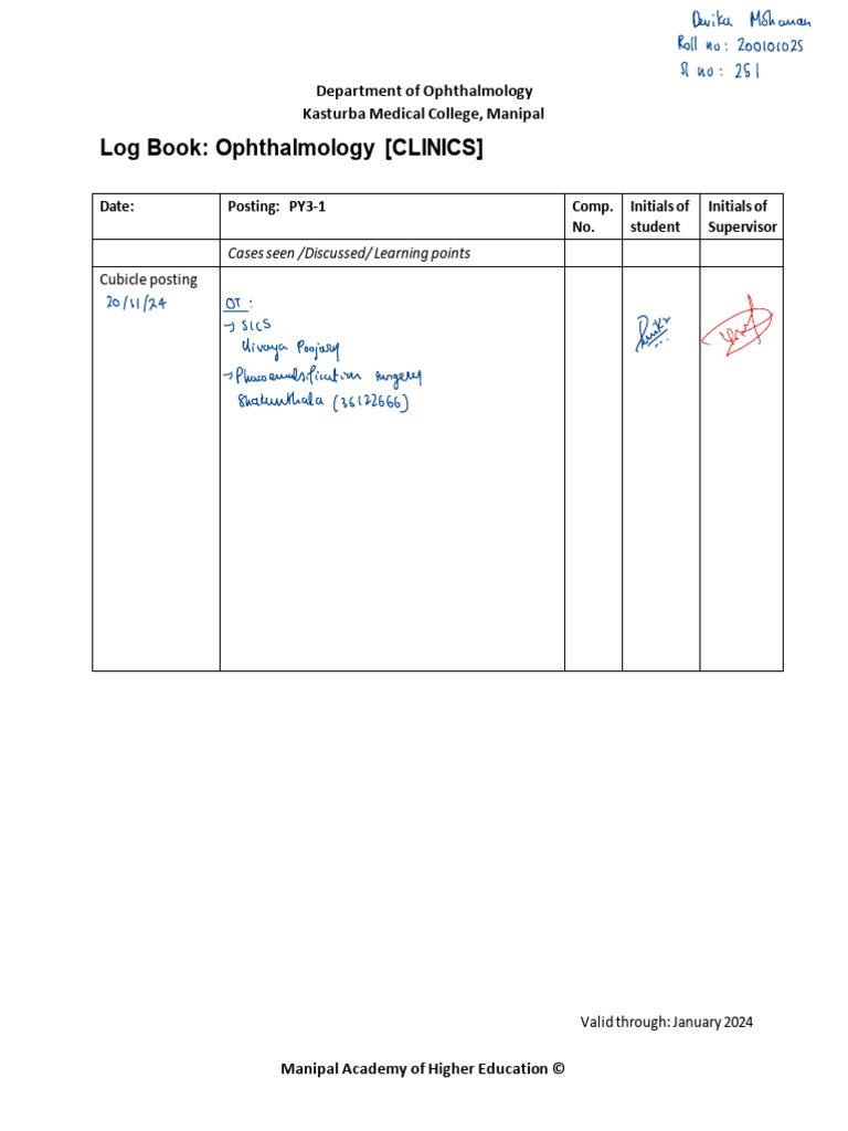 E Log Book Py3 20 Nov | PDF | Ophthalmology