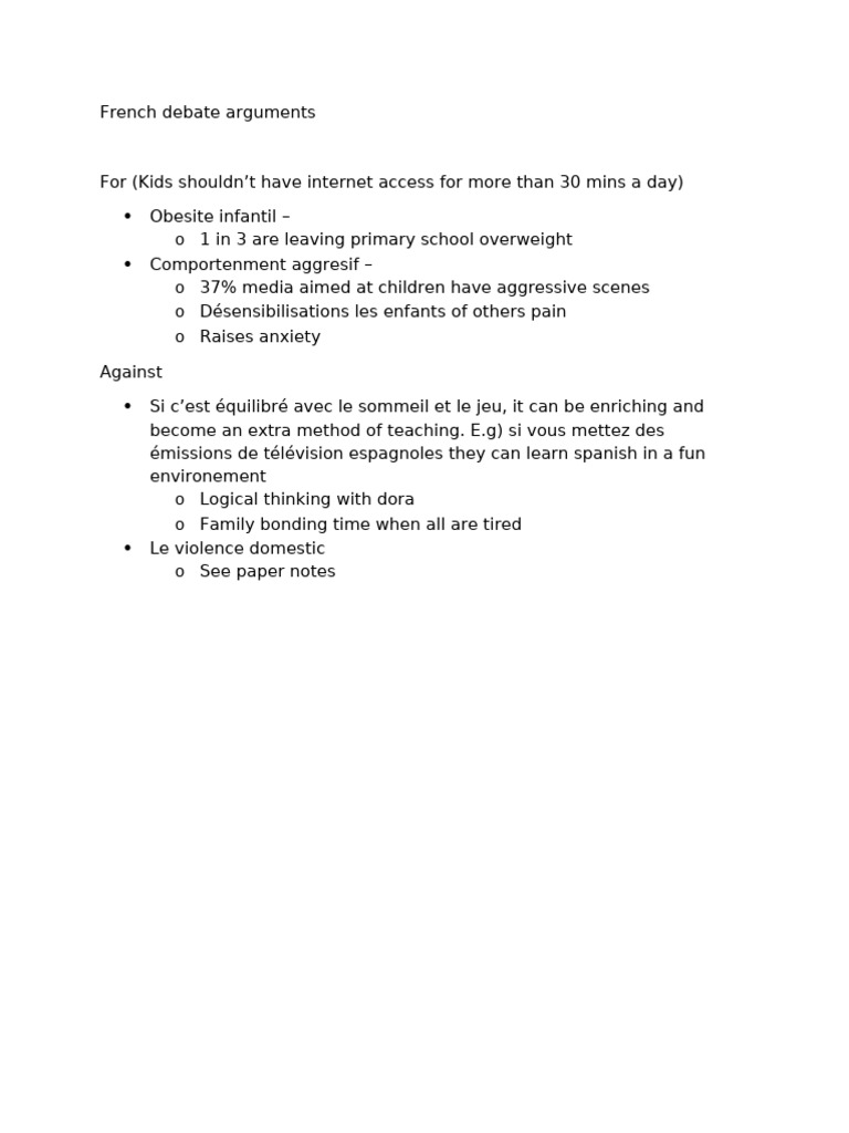 French Debate: Kids' Internet Access Limits | PDF | Wellness