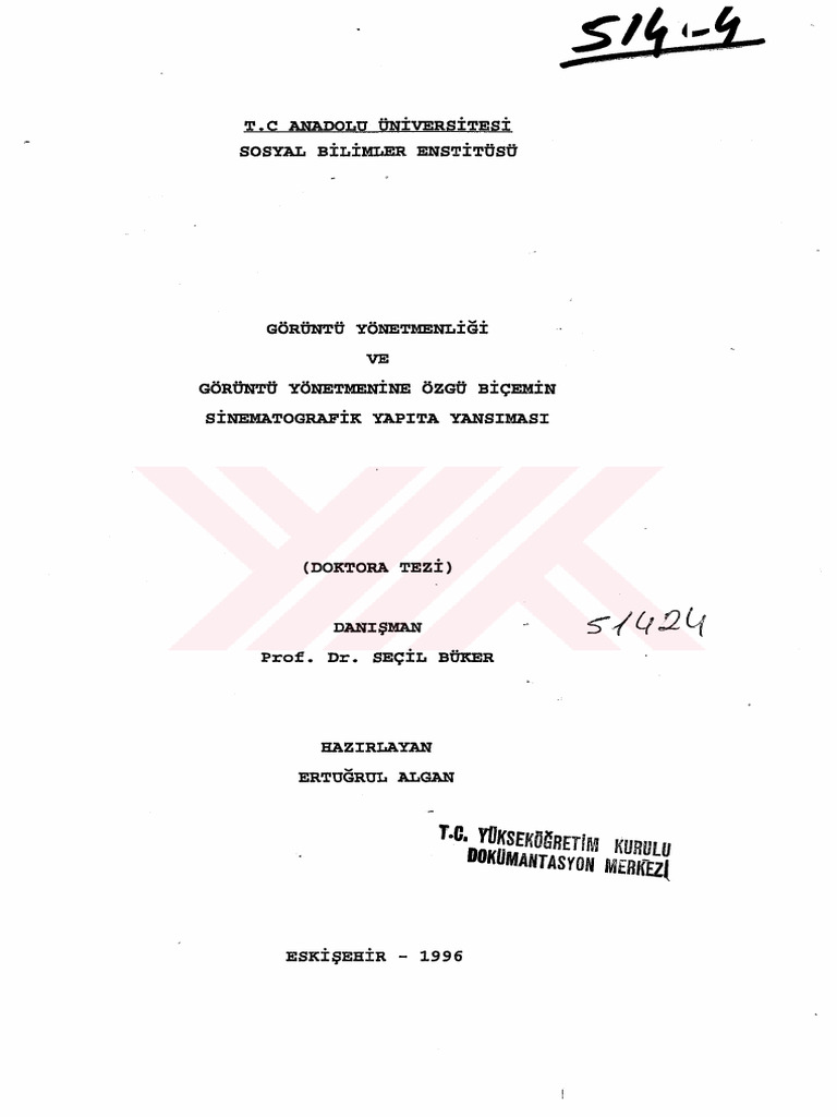 Goruntu Yonetmenligi Ve Goruntu Yonetmenine Ozgu Bicemin Sinematografik ...