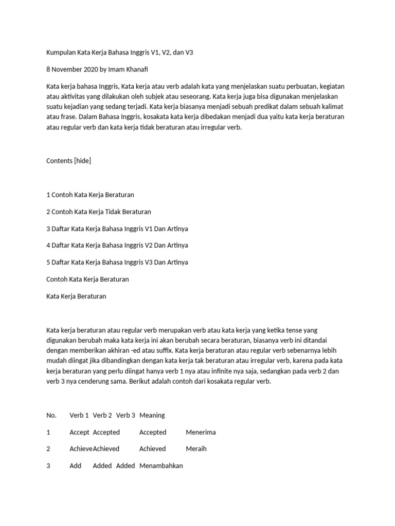 Contoh Verb 123 Transisi | PDF