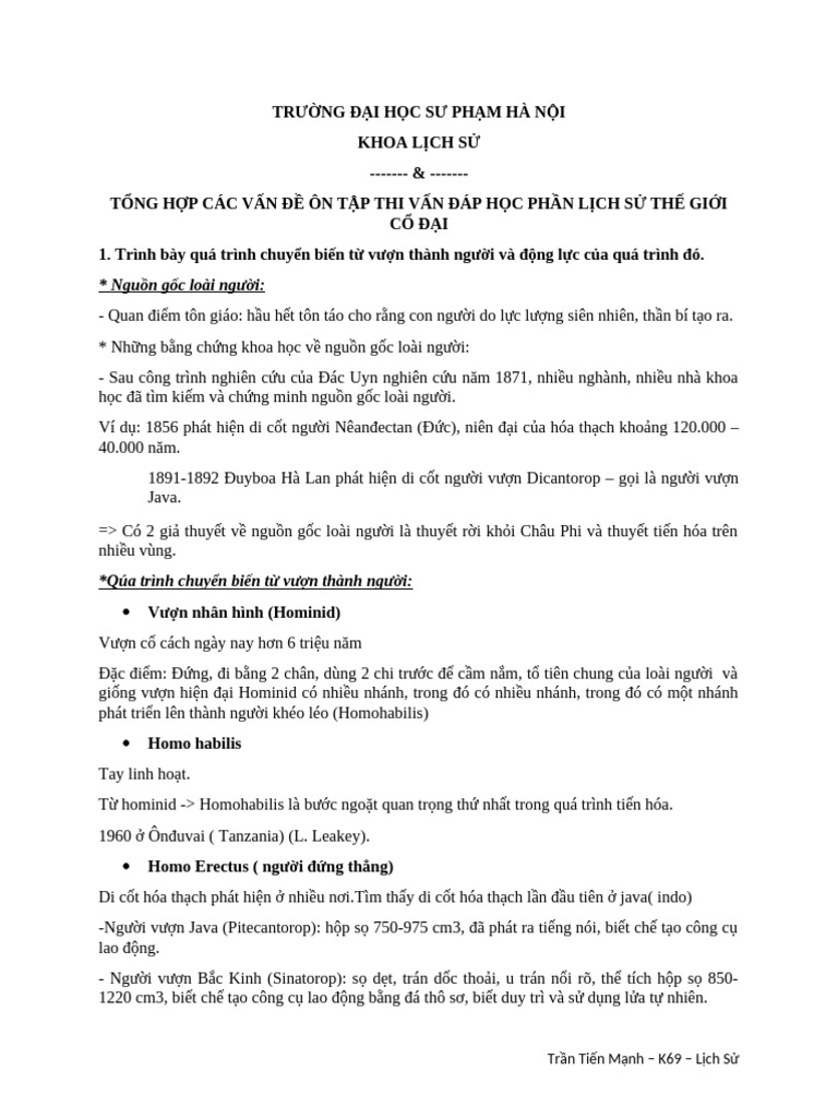 Đề cương LSTG Cổ đại | PDF