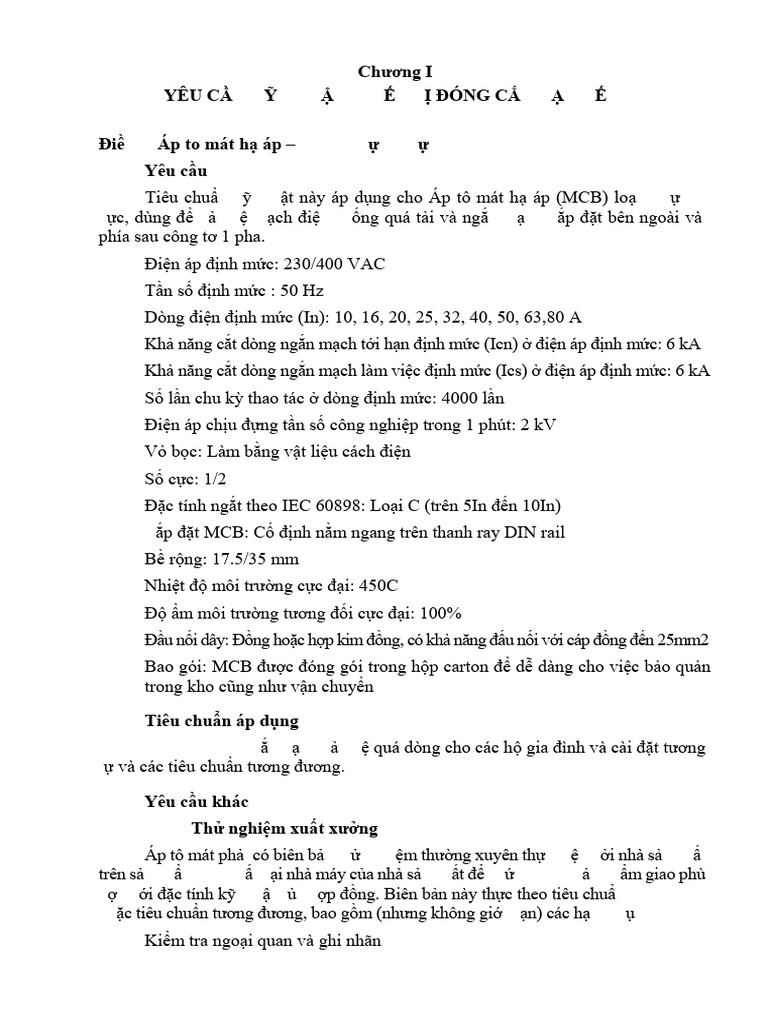 Chuong-III-YEU-CAU-KY-THUAT-THIET-BI-DONG-CAT-HA-THE | PDF