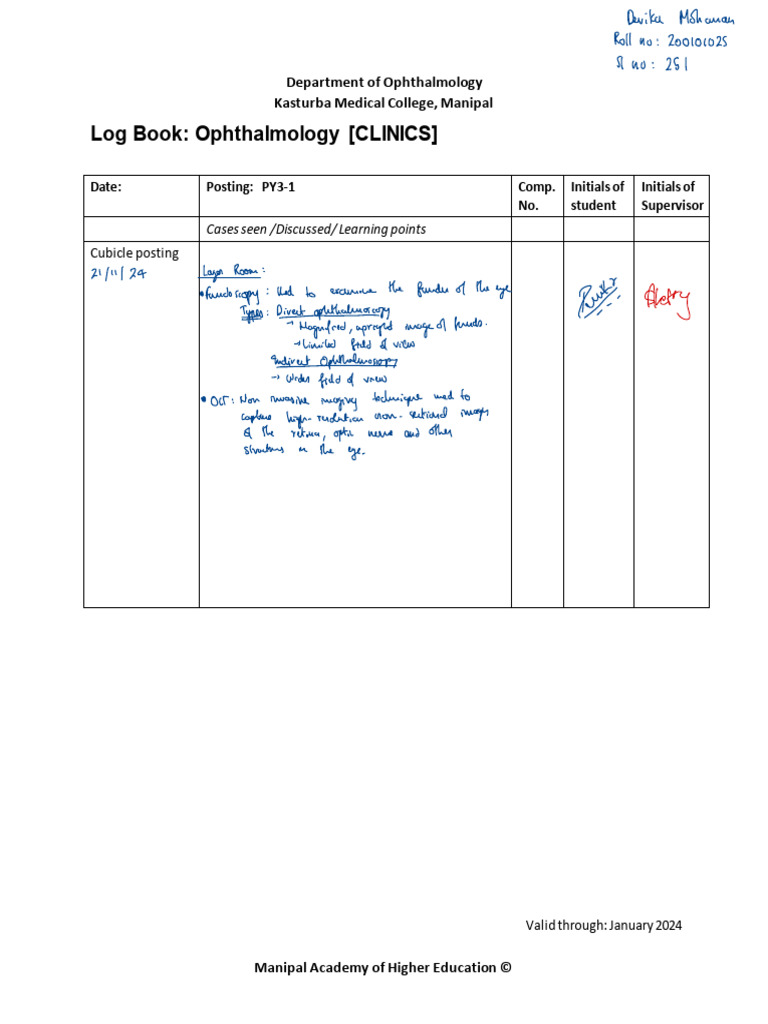 E LOG BOOK PY3 21 Nov | PDF | Ophthalmology | Vision