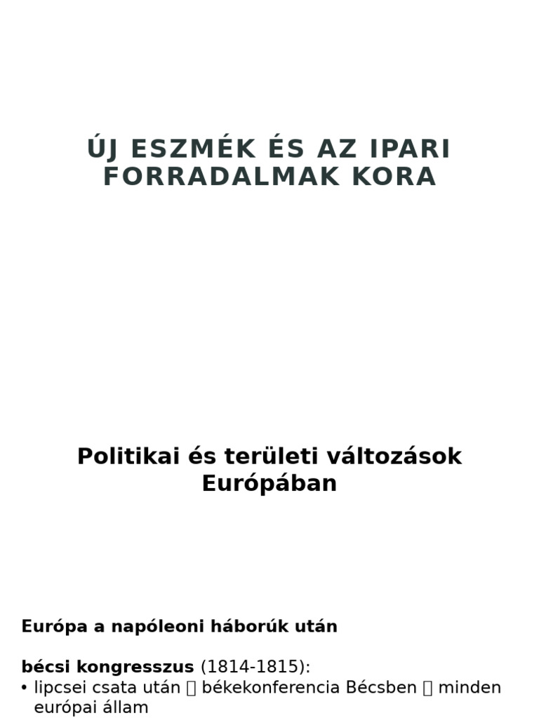 Új Eszmék És Az Ipari Forradalmak Kora | PDF