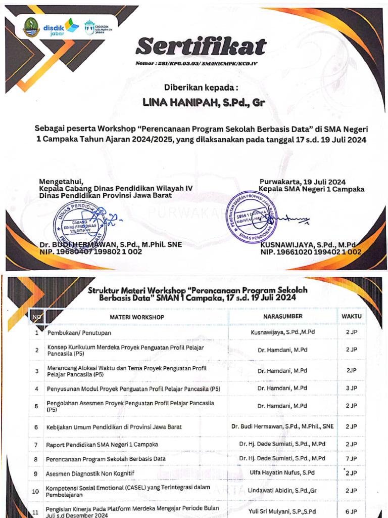 Sertifikat Workshop Lina 2024 | PDF