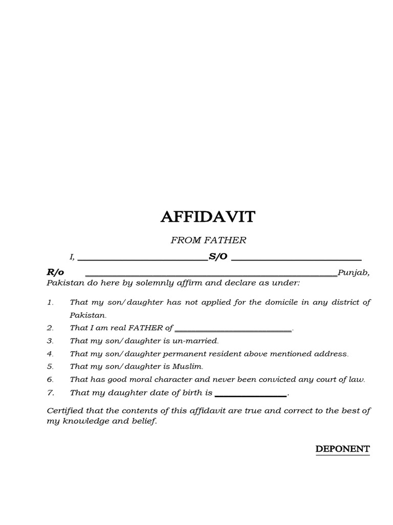 Affidavit for Domicile and Identity | PDF | Cooking, Food & Wine