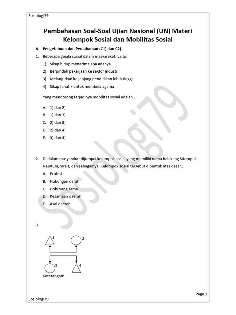 Pembahasan Soal-Soal Ujian Nasional (UN) Materi Kelompok Sosial Dan ... Pembahasan Soal-Soal Ujian Nasional (UN) Materi Kelompok Sosial Dan ...