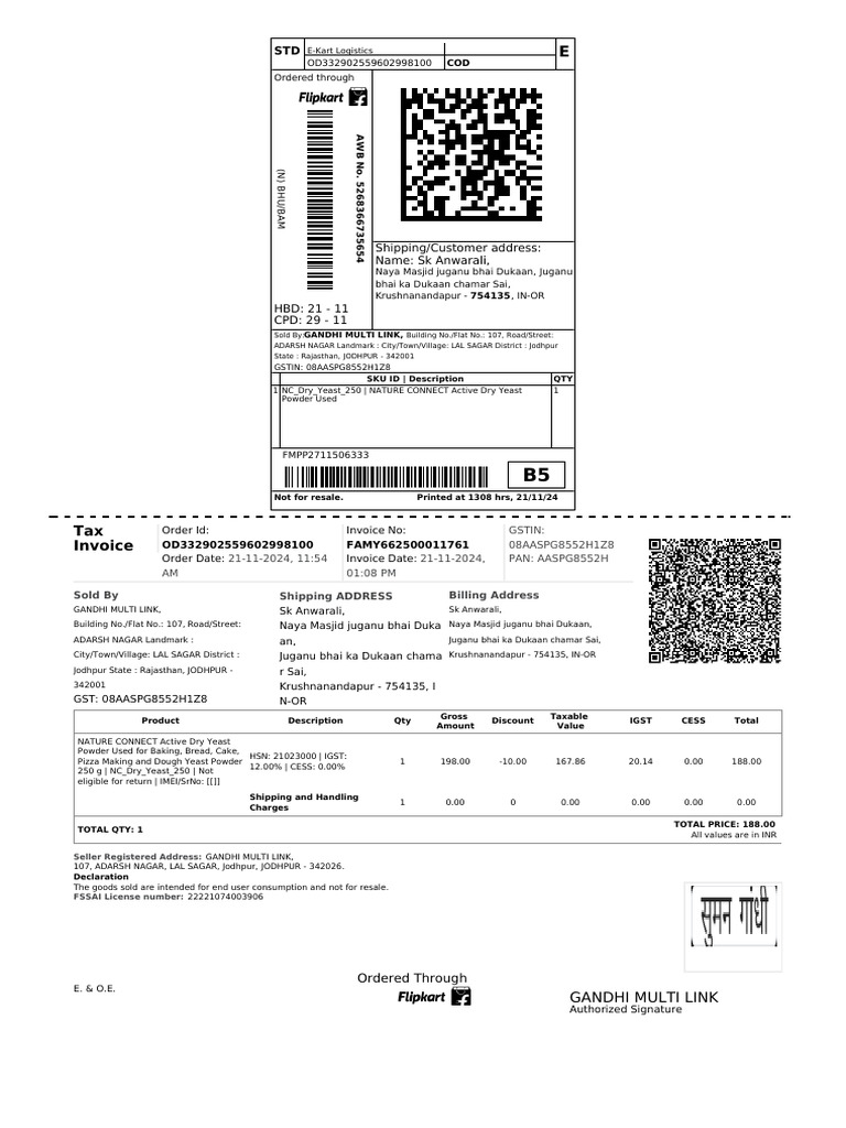 Flipkart Labels 21 Nov 2024 01 08 | PDF | Payments | Food And Drink ...