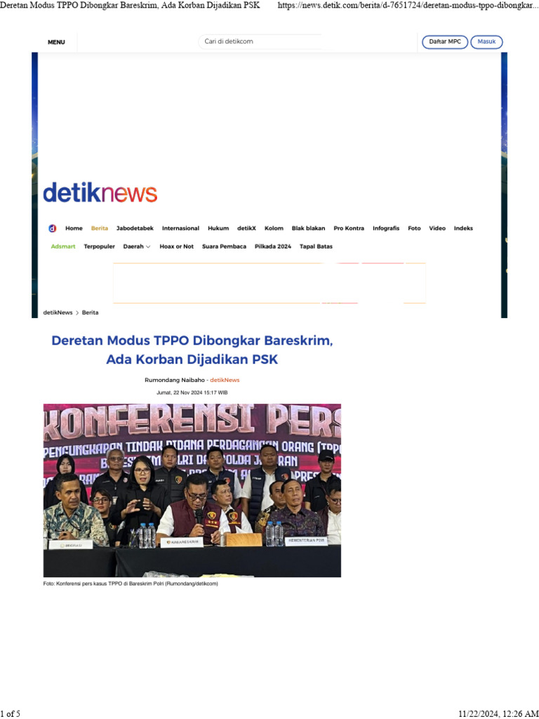 Deretan Modus TPPO Dibongkar Bareskrim, Ada Korban Dijadikan PSK | PDF