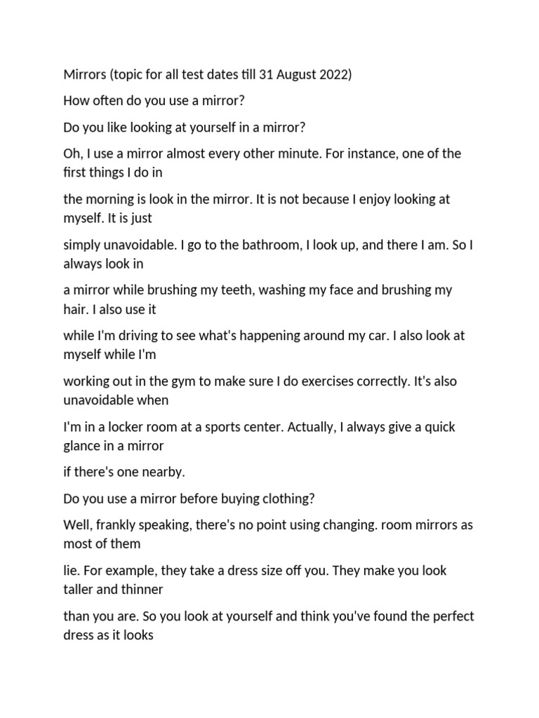 Mirrors | PDF | Dream | Psychology