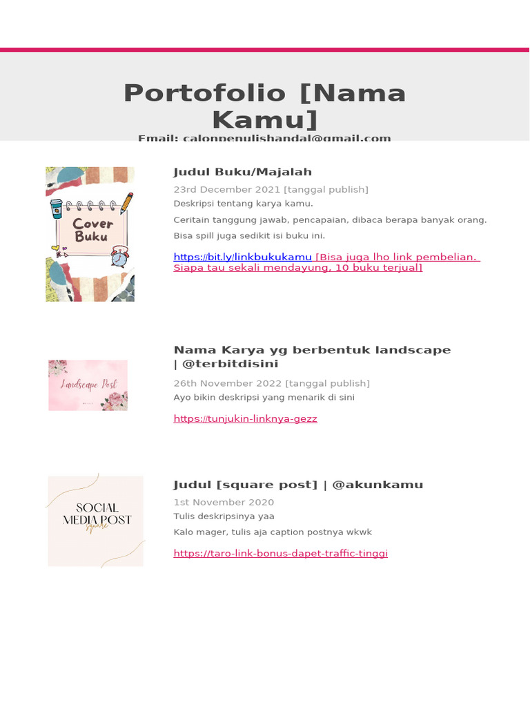 Template Portofolio | PDF | Kajian Bahasa Asing
