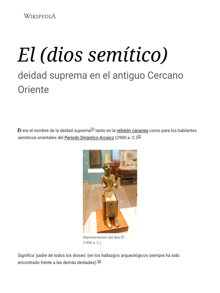 El (Dios Semítico) - Wikipedia, La Enciclopedia Libre | PDF | El ...