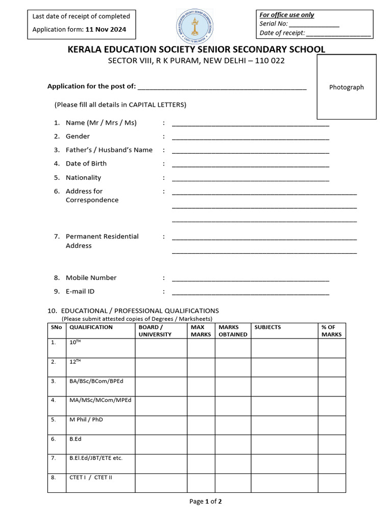 KSRKP Application Form | PDF | Vocational Education | Qualifications