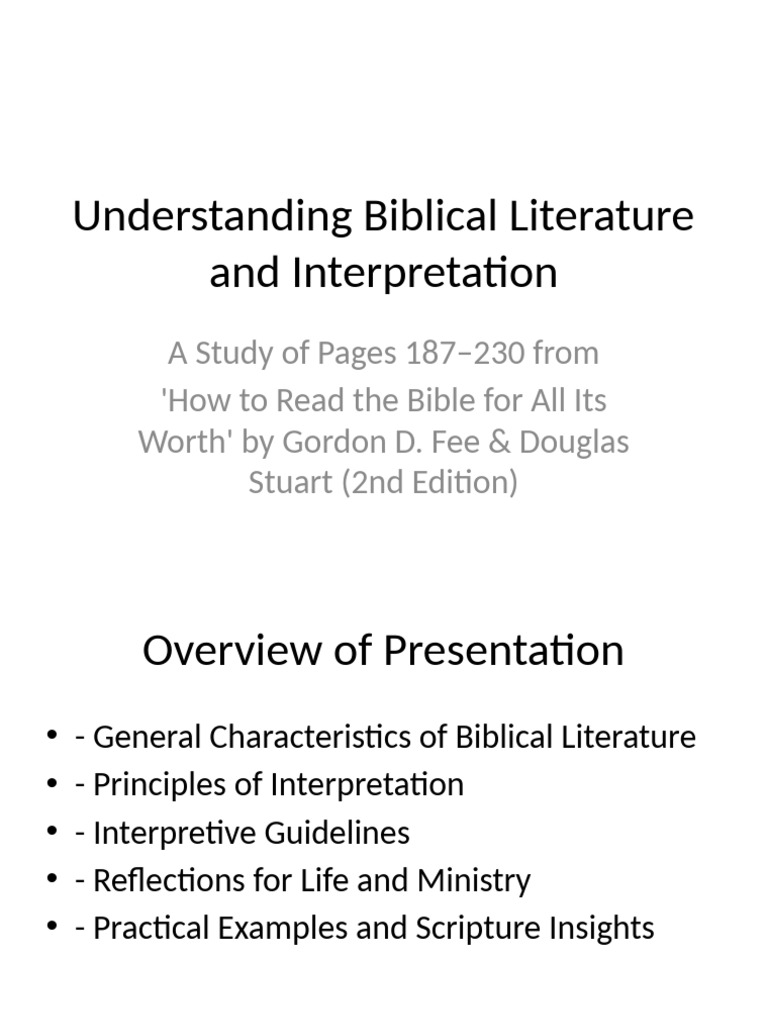Biblical Literature and Interpretation Guide | PDF