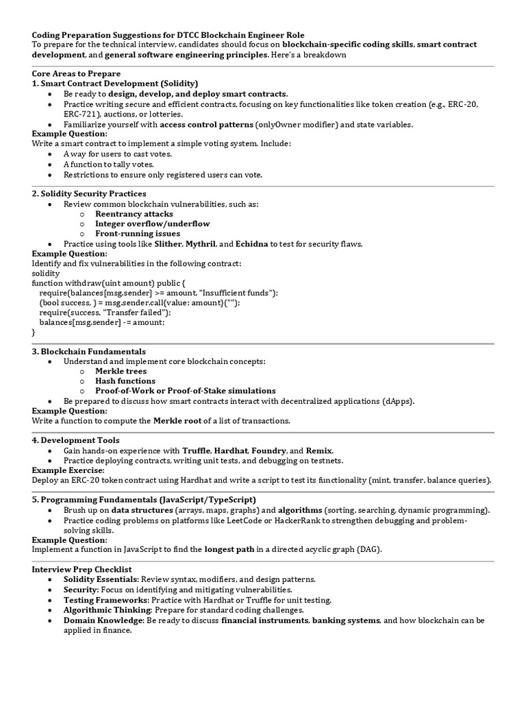 Blockchain Engineer Interview Prep Guide | PDF | Information Technology | Software Engineering