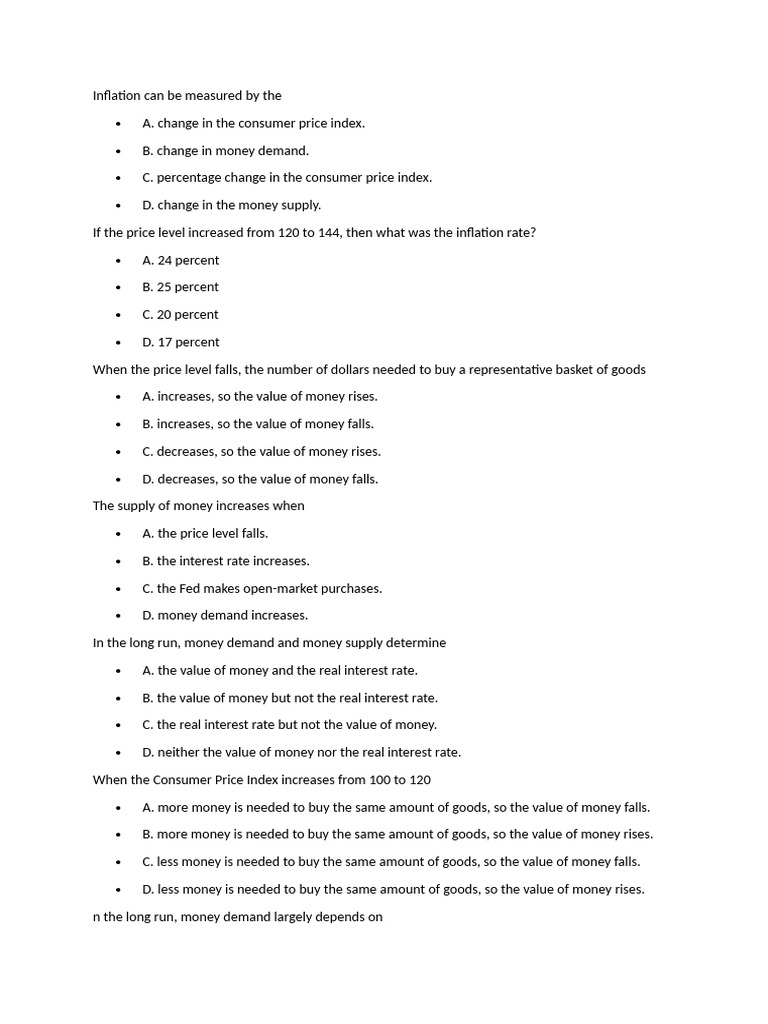Inflation Can Be Measured by The | PDF | Inflation | Interest
