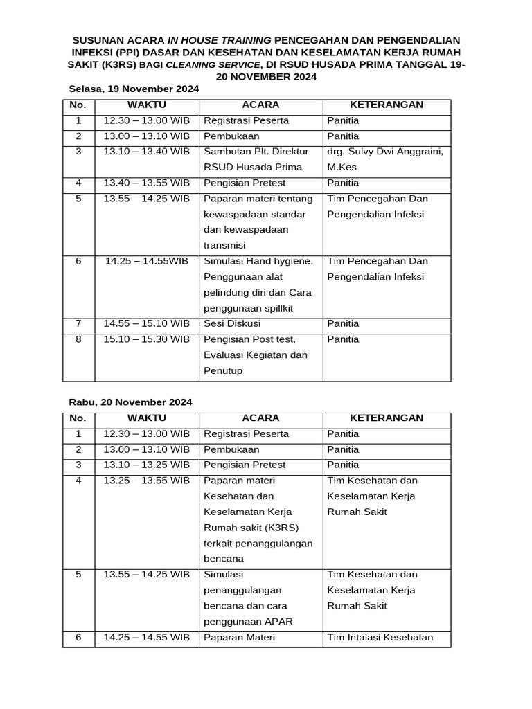 Rundown Acara Iht CS 19-20 | PDF