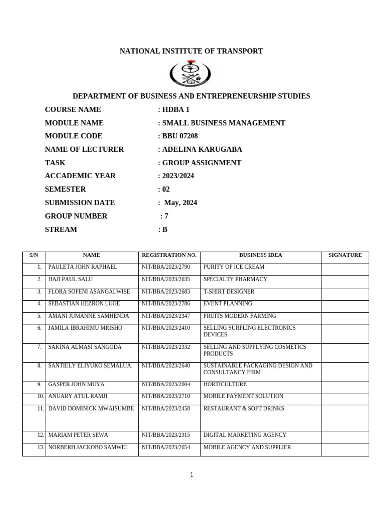 Business Plan GRP 7 | PDF | Expense | Business